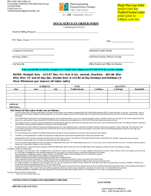Fillable Online DOCK SERVICES ORDER FORM and/or next day ... Fax Email ...