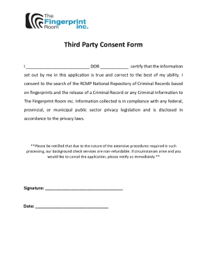 Fillable Online Third Party Consent Form - The Fingerprint Room In. Fax ...