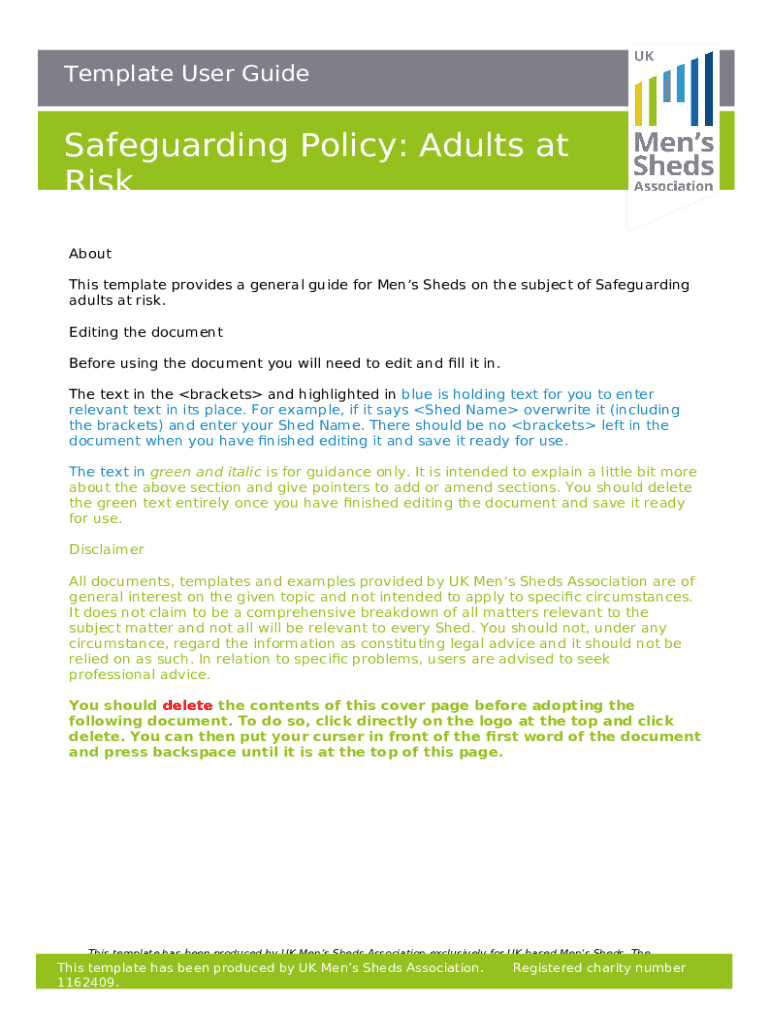 Insert name of your Shed Safeguarding Adults Policy ( ... Doc Template ...