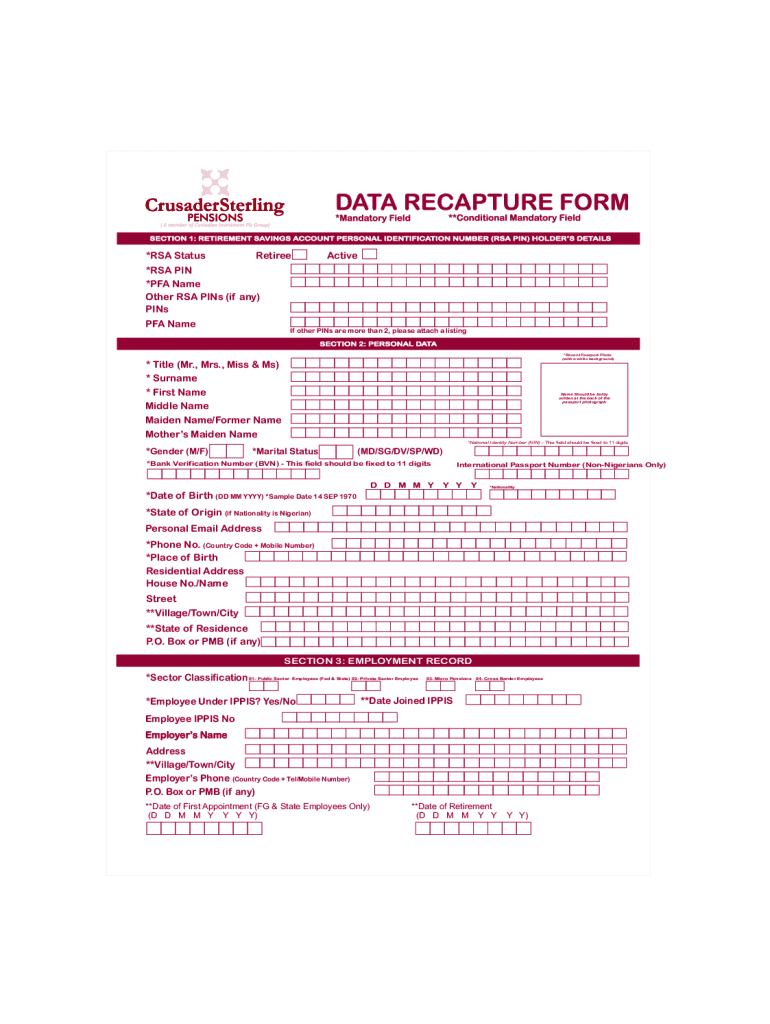 Fillable Online Data-Recapture-Form.pdf - Lagos Fax Email Print - pdfFiller