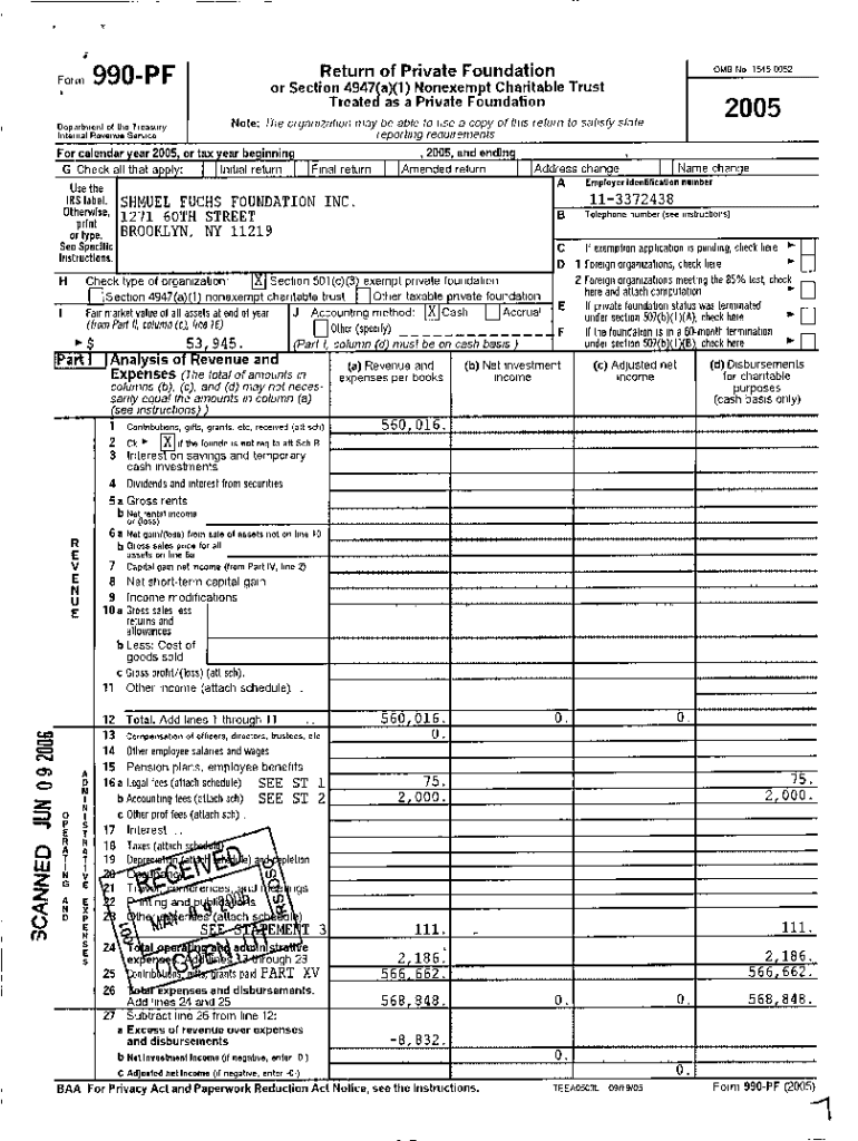 Fillable Online Form 990-PF 2005 Fax Email Print - pdfFiller