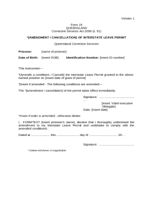 19. Amendment / cancellation of interstate leave permit Doc Template | pdfFiller