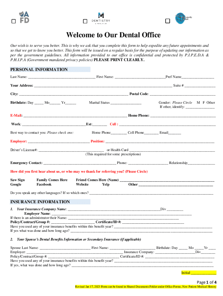 Fillable Online Dental Electronic FormsPaperless Dental Forms Online Fax Email Print - pdfFiller
