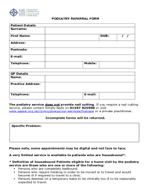 Fillable Online Referal form need to be able to categorise medical need ...
