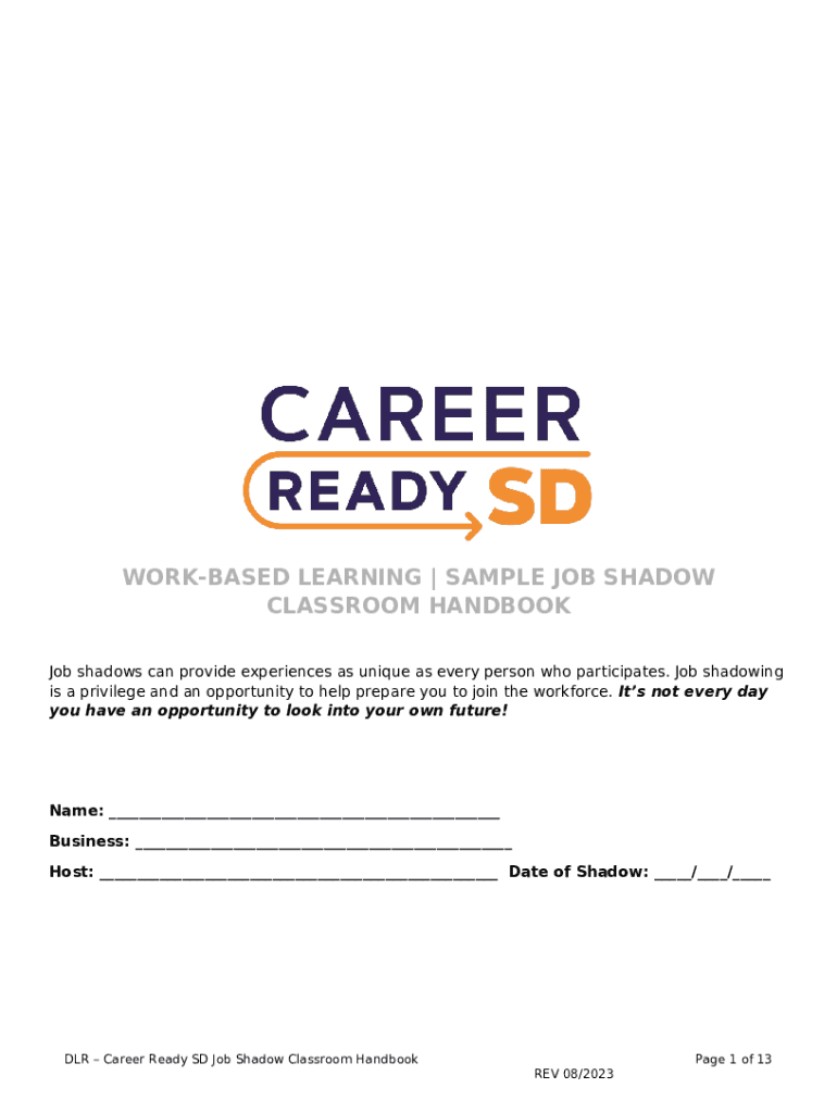 work-based learningsample job shadow classroom ... - dlr sd Doc ...