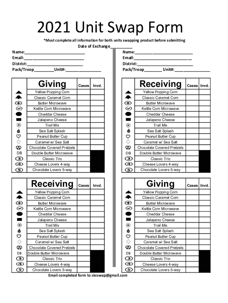 Fillable Online 2021 Unit Swap Form Fax Email Print - pdfFiller