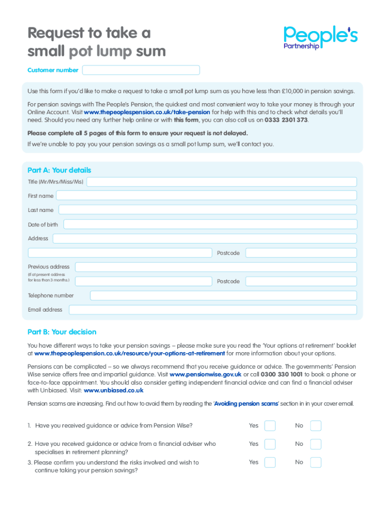 Fillable Online Small pot commutation option - Application form Fax ...