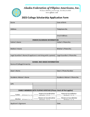Fillable Online 2023 College Scholarship Application Form Fax Email ...