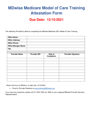 Fillable Online MDwise Medicare Model of Care Training Attestation Form ...