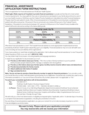 Fillable Online MultCare Hospital Financial Assistance Application Form ...