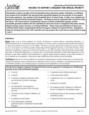 Fillable Online Record to Support a Request for Special Priority Fax ...