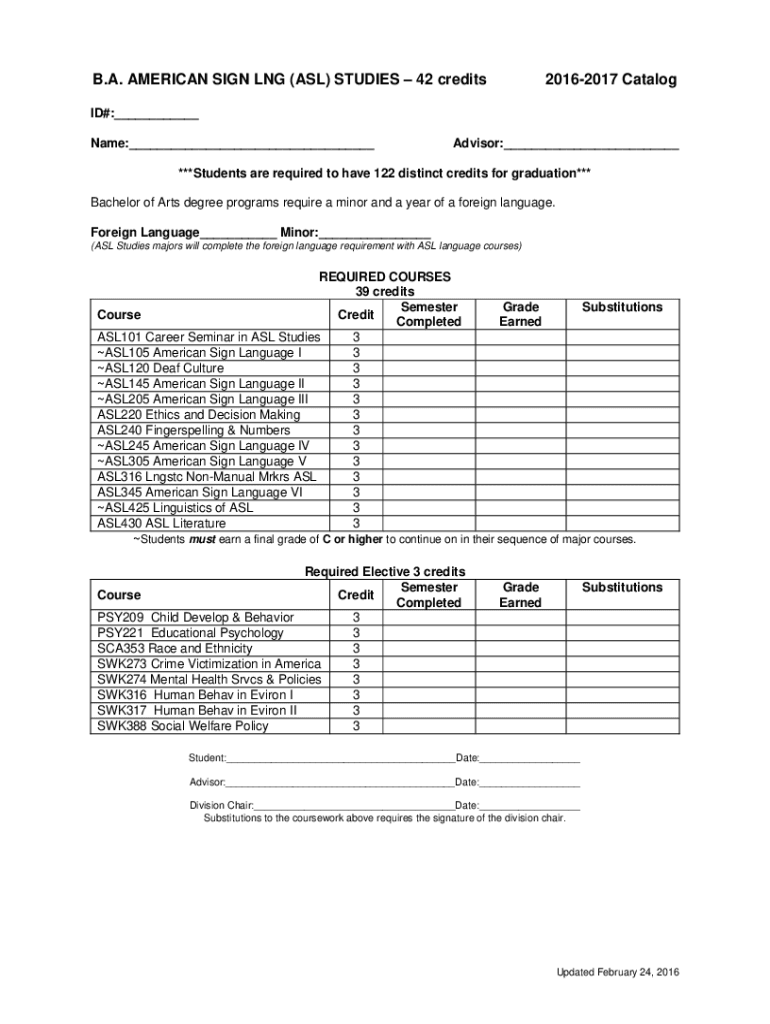 Fillable Online Deaf Studies, Sign Language Interpreting Concentration ...