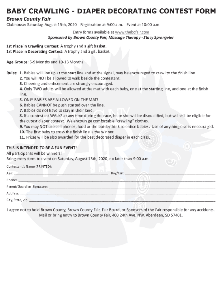 Fillable Online Fondy Fair Baby Crawling Contest after Fondy Fair 5K ...