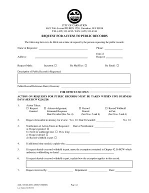 Fillable Online Carnation - PRA Request Form (City Draft - Rev)(1721668.DOC;1). JZL1721668.DOC;1 ...