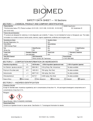 Fillable Online Safety Data Sheets - Environmental Health and Safety ...