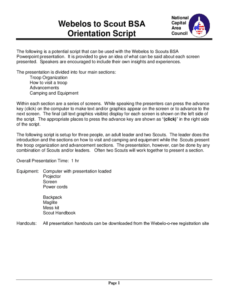 Fillable Online Webelos Orientation - Script.doc Fax Email Print ...