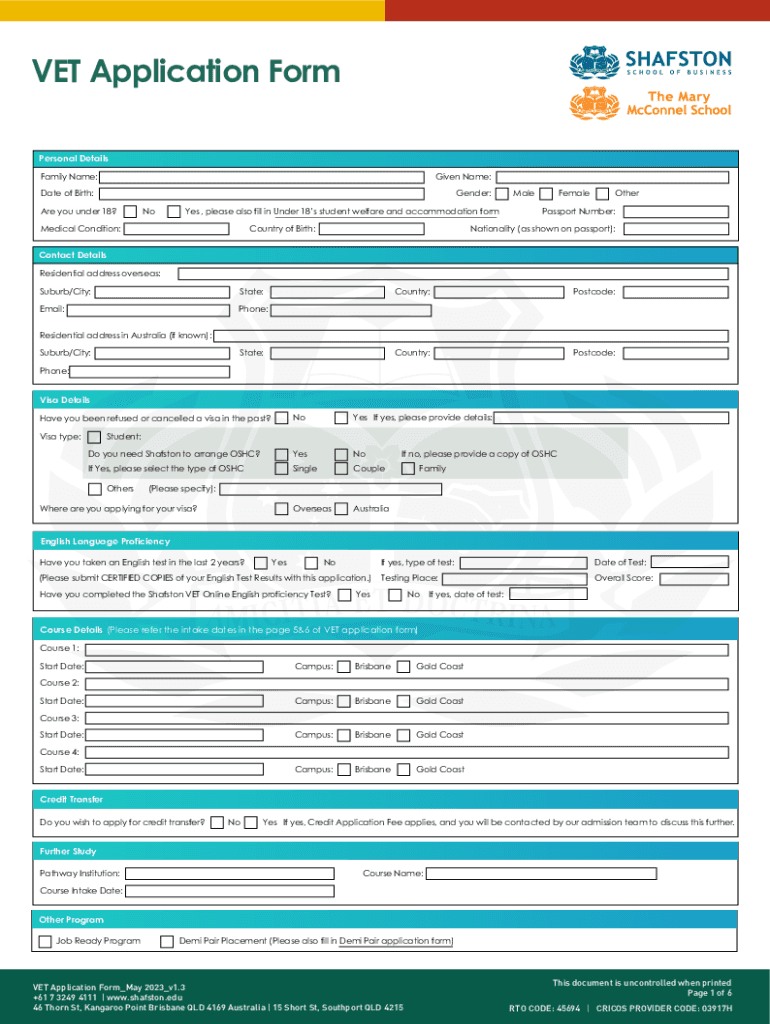 Fillable Online Vet Up! Champions Application for College Students Fax ...