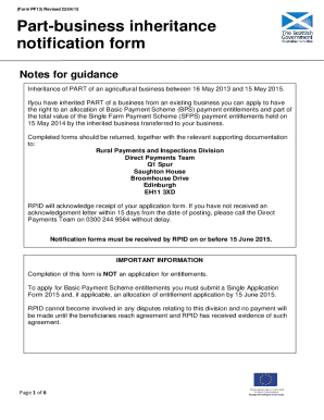 Fillable Online Part-business inheritance notification form Fax Email ...