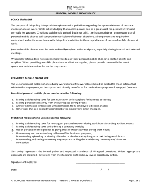 Fillable Online Cell Phone Policy At Work: Downloadable Template ...