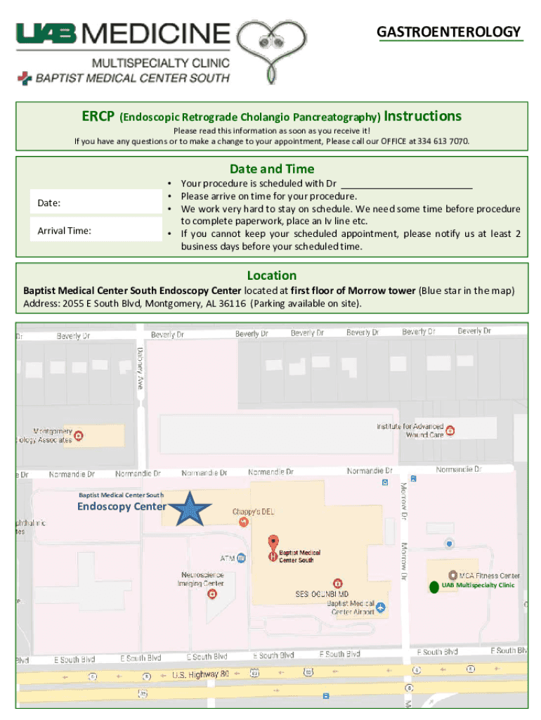 Fillable Online ERCP (Endoscopic Retrograde Cholangiopancreatography ...