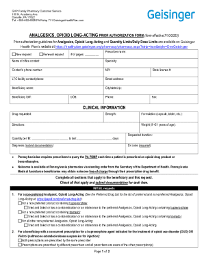 Fillable Online Prior authorization guidelines for Analgesics, Opioid ...