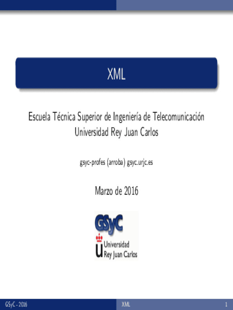 Completable En línea gsyc urjc XML. Escuela Tcnica Superior de Ingeniera de ... - DocPlayer Fax ...