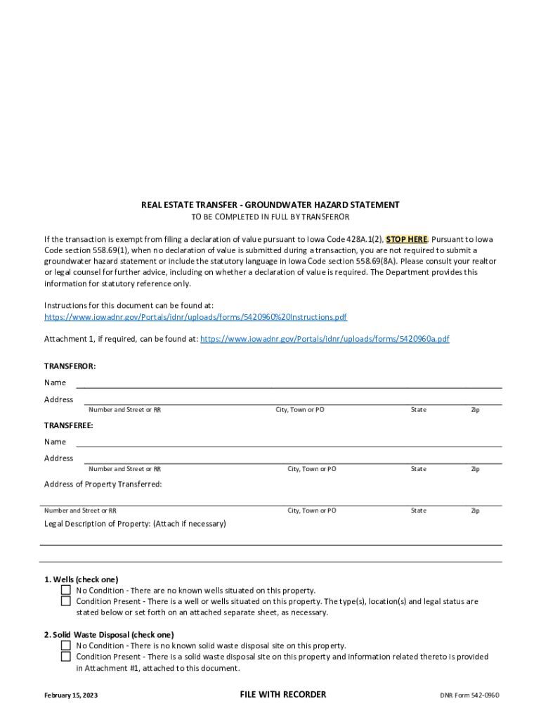 Fillable Online groundwater hazard statement to be completed by ...