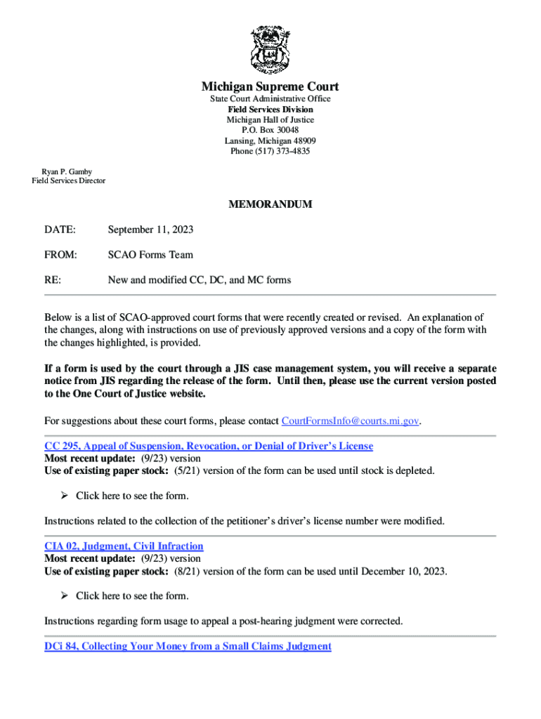 Fillable Online Recently Revised SCAO-Approved Forms Fax Email Print ...