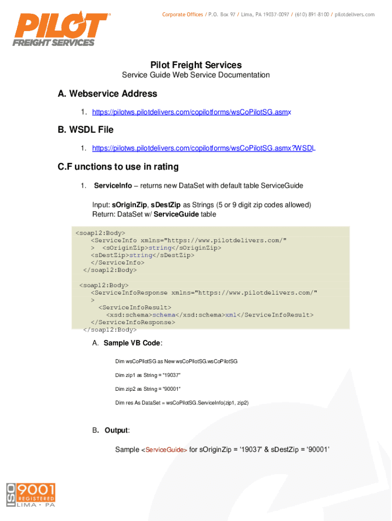 Fillable Online Fillable Online Pilot Freight Services A. Web ... Fax ...