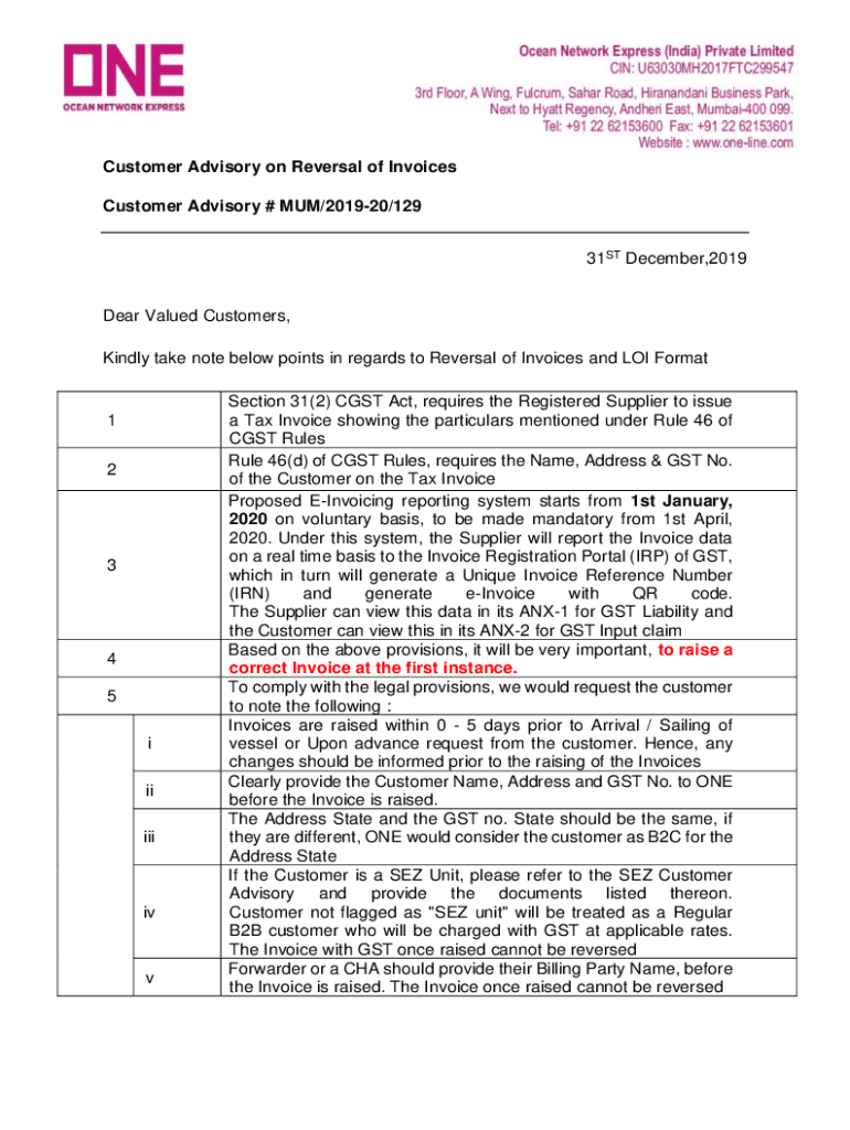 Fillable Online Circular On Reversal Of Ineligible Blocked Itc In Form