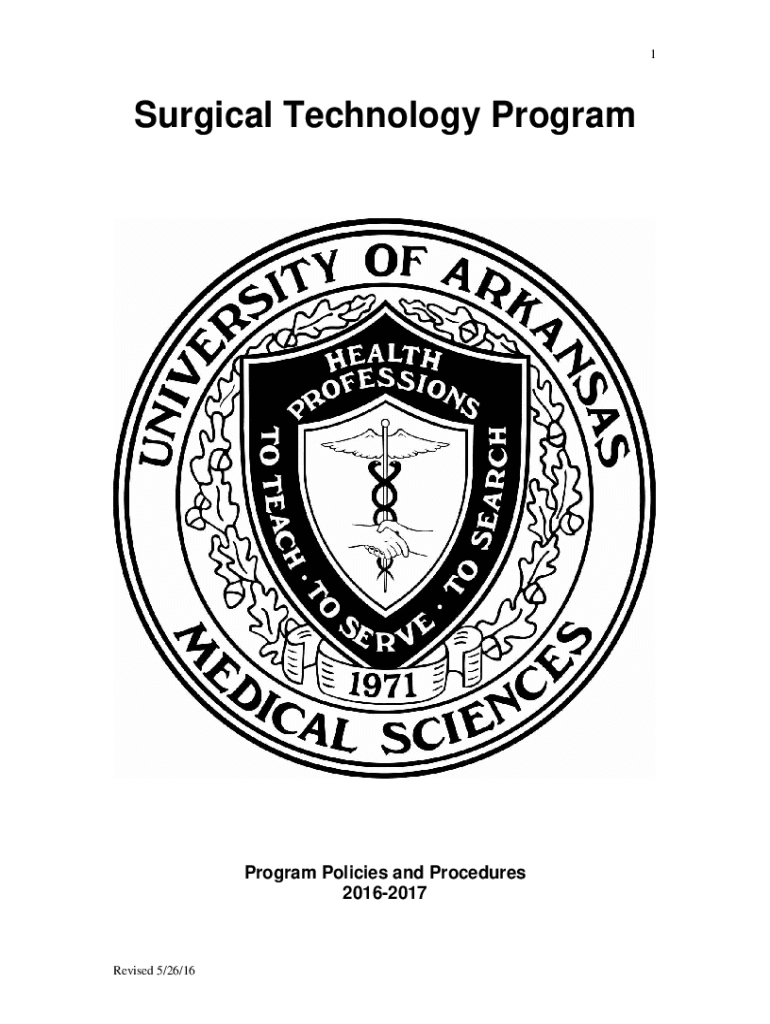 Fillable Online healthprofessions uams Surgical Technology Program ...