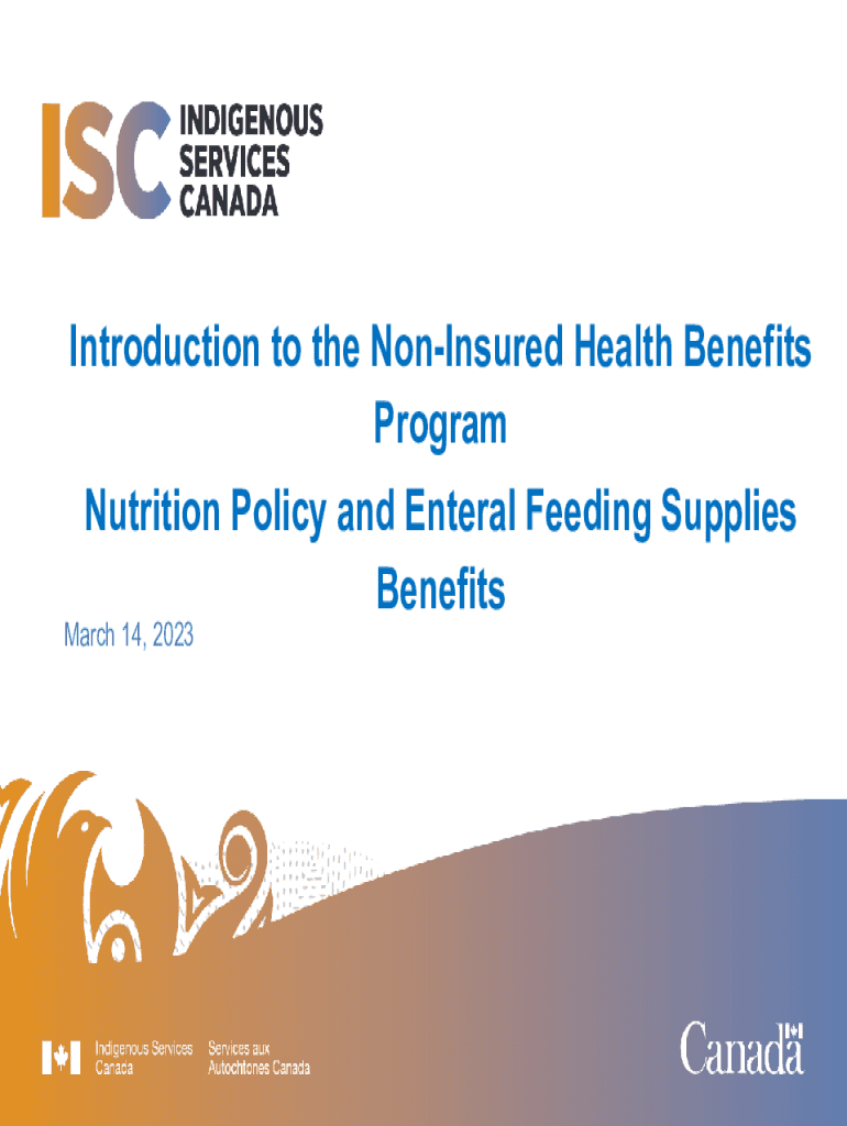 Fillable Online Introduction to the Non-Insured Health Benefits Program ...