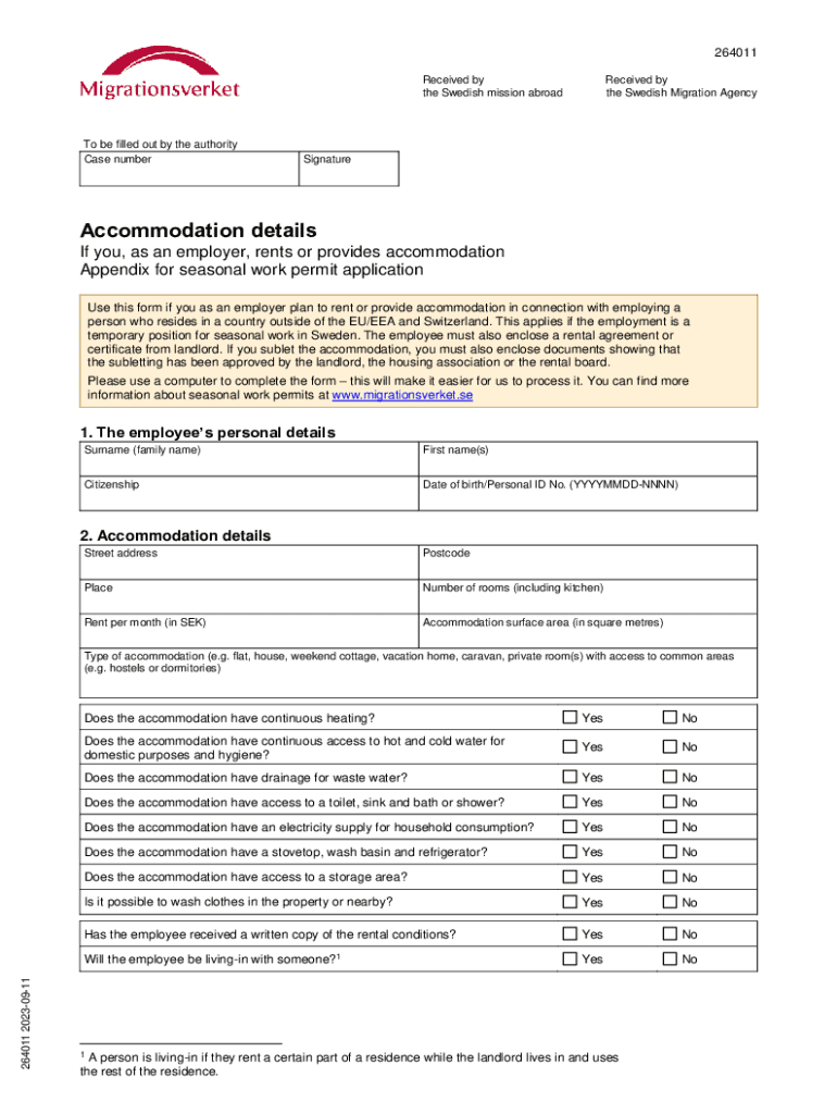 Fillable Online Accommodation details - Appendix for seasonal work permit application Fax Email ...