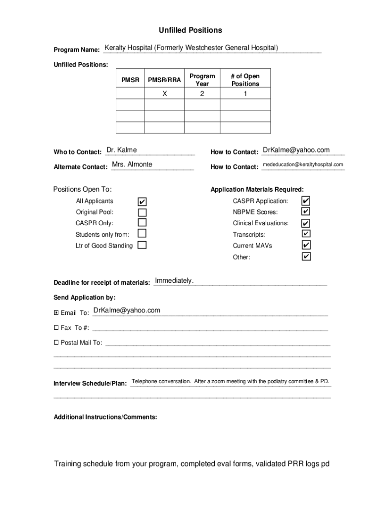 Fillable Online 2023 MSM-list of unfilled positions for second ...