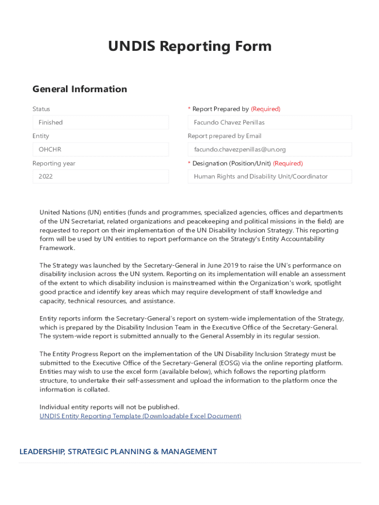 Fillable Online UNDIS Reporting Form. OHCHR UNDIS Reporting Form final Fax Email Print - pdfFiller