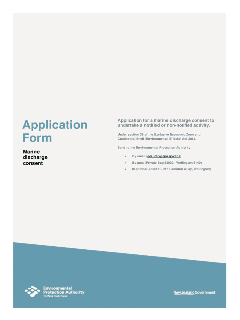Fillable Online Marine Discharge Consent Application Form Fax Email ...