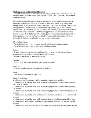 Fillable Online Walking Index for Spinal Cord Injury II Physical ...
