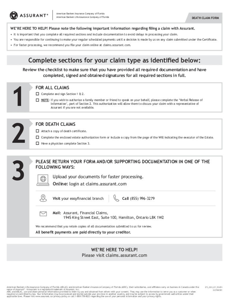 Fillable Online Life Insurance Claim Form abABCDEFG Fax Email Print ...