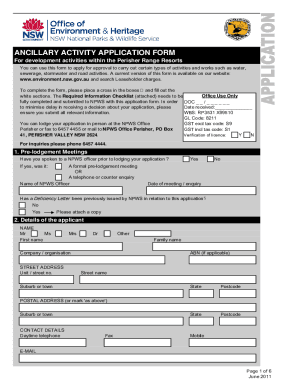 Fillable Online www environment nsw gov Ancillary activity application form - For development ...