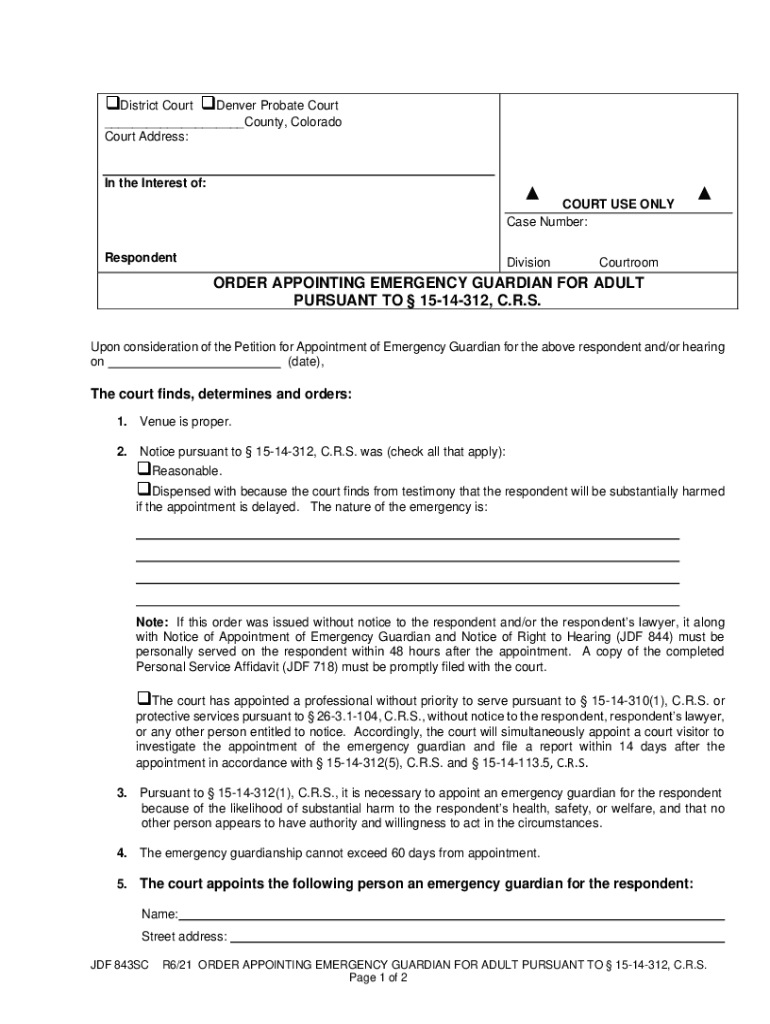 Fillable Online ORDER APPOINTING EMERGENCY GUARDIAN FOR ... Fax Email Print - pdfFiller