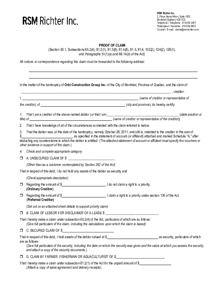 Fillable Online Fillable Online Preuve de rclamation-bilingue.docx Fax Email Print Fax Email ...