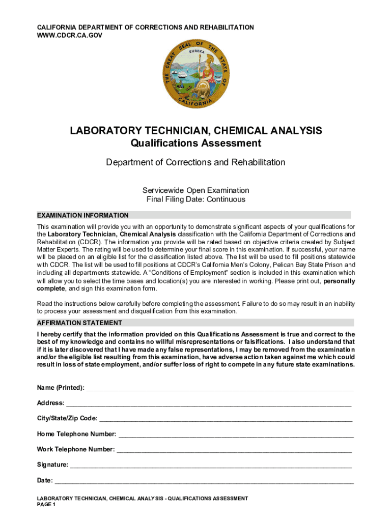 Fillable Online Job Posting: Laboratory Technician - CalCareers - CA.gov Fax Email Print - pdfFiller