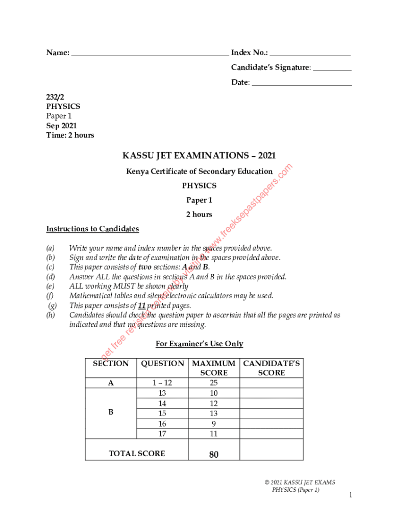 Fillable Online PHYSICS-PAPER-1-QUESTIONS. ... Fax Email Print - pdfFiller