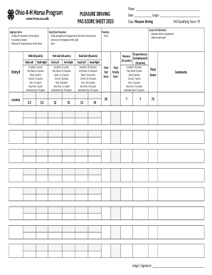 Fillable Online PLEASURE DRIVING PAS SCORE SHEET 2023 Fax Email Print ...