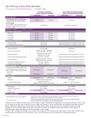 Fillable Online USI Affinity Vision Plan Benefits Fax Email Print ...