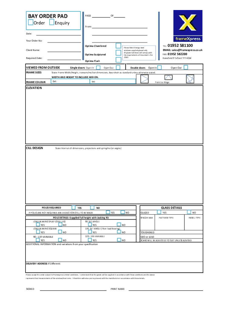 Fillable Online PVC DOOR ORDER / QUOTE FORM (please circle) Fax Email ...