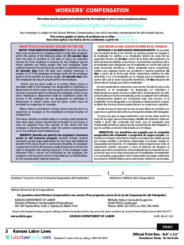 Fillable Online Know Your Employee Rights - Federal, Kansas, and ...