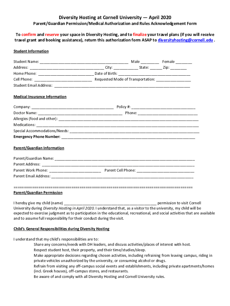 Fillable Online Parental Permission and Acknowledgement Form for Minor ... Fax Email Print ...