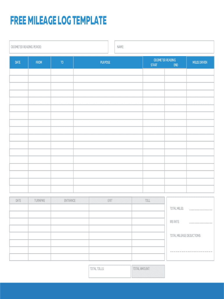 Fillable Online Free Mileage Log Templates: Track Mileage Effortlessly ...