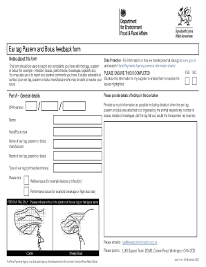 Fillable Online Ear tag, pastern and bolus feedback form Fax Email ...
